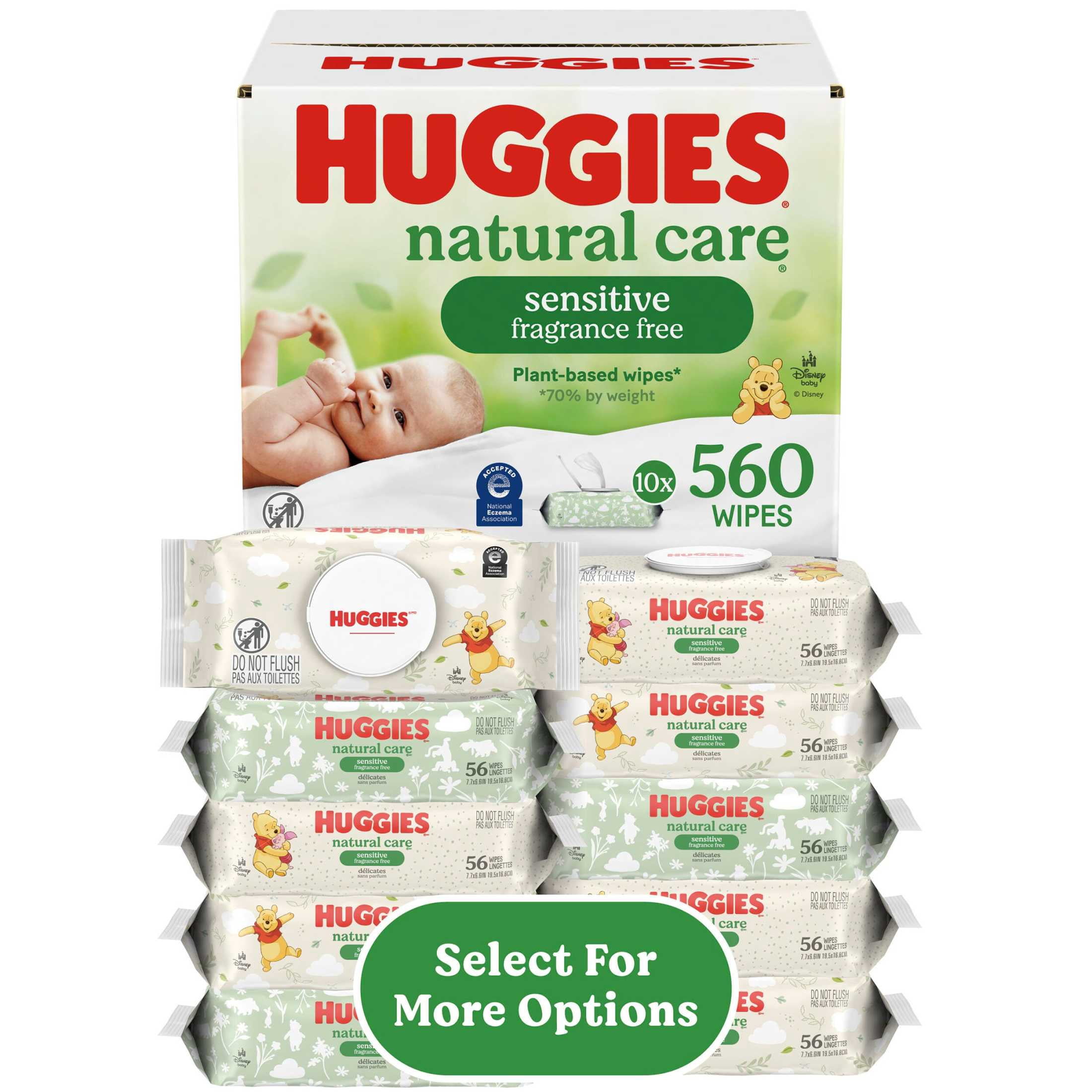 Free Shipping! Huggies Natural Care Sensitive Baby Wipes Unscented 560 ...