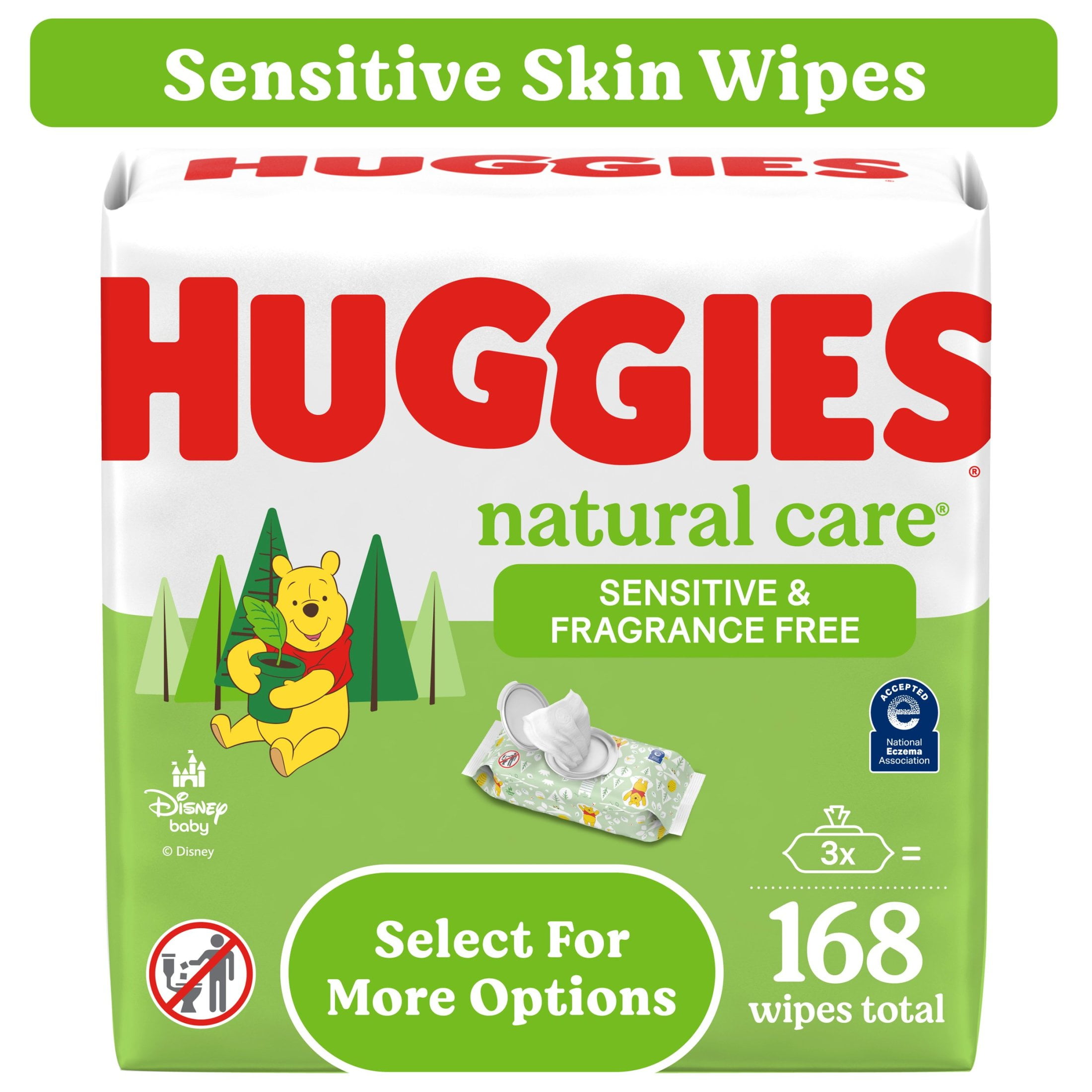 Huggies Natural Care Sensitive Baby Wipes, Unscented, 3 Pack, 168 Total ...