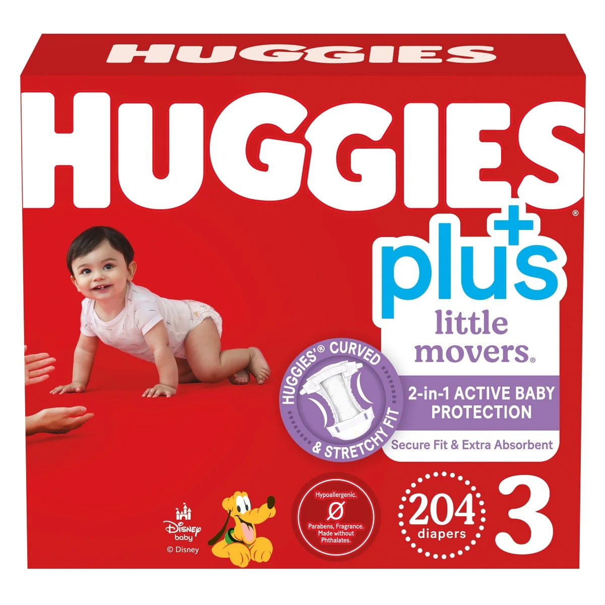 Huggies Plus Diapers Size 3 (16-28 Pounds), 204 Count - Walmart.com