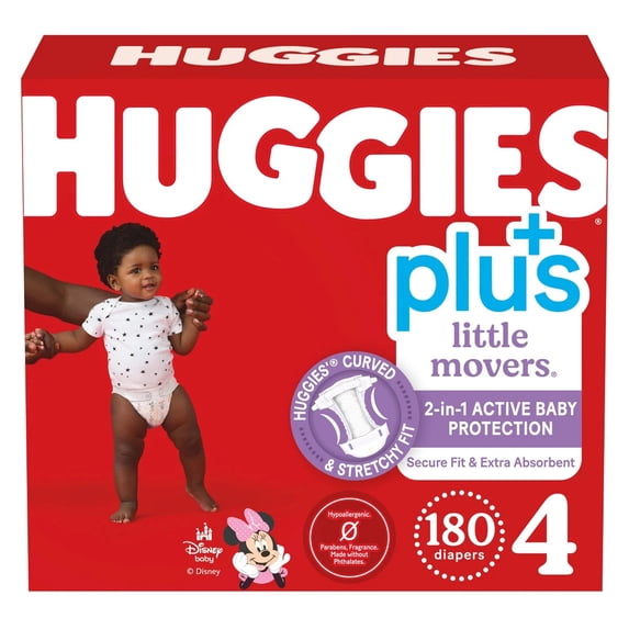 Huggies Plus Diapers Size 4 (22-37 Pounds), 180 Count - Walmart.com