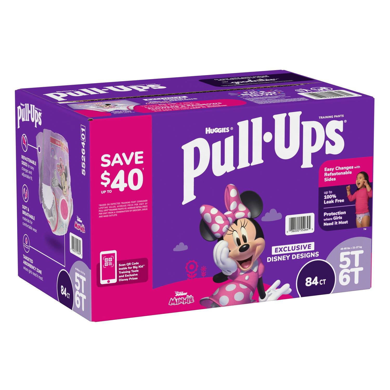 Huggies Pull-Ups Training Pants for Girls, Size 5T-6T, 50+ lbs, 84 ...