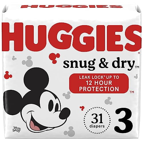 Huggies Size 3 Diapers, Snug & Dry Baby Diapers, Size 3 (16-28 lbs), 31 ...