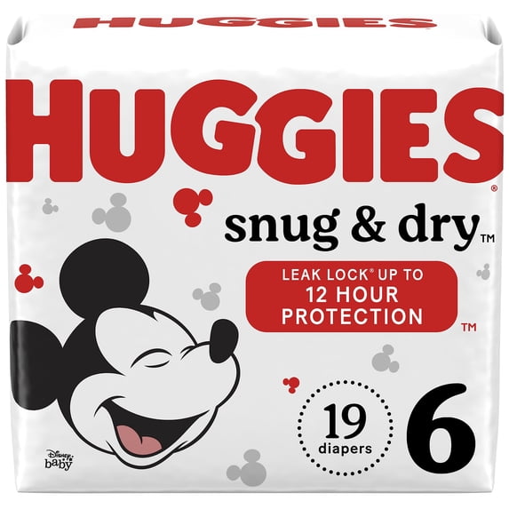 Huggies Size 6 Diapers, Snug & Dry Baby Diapers, Size 6 (35+ lbs), 19 ...