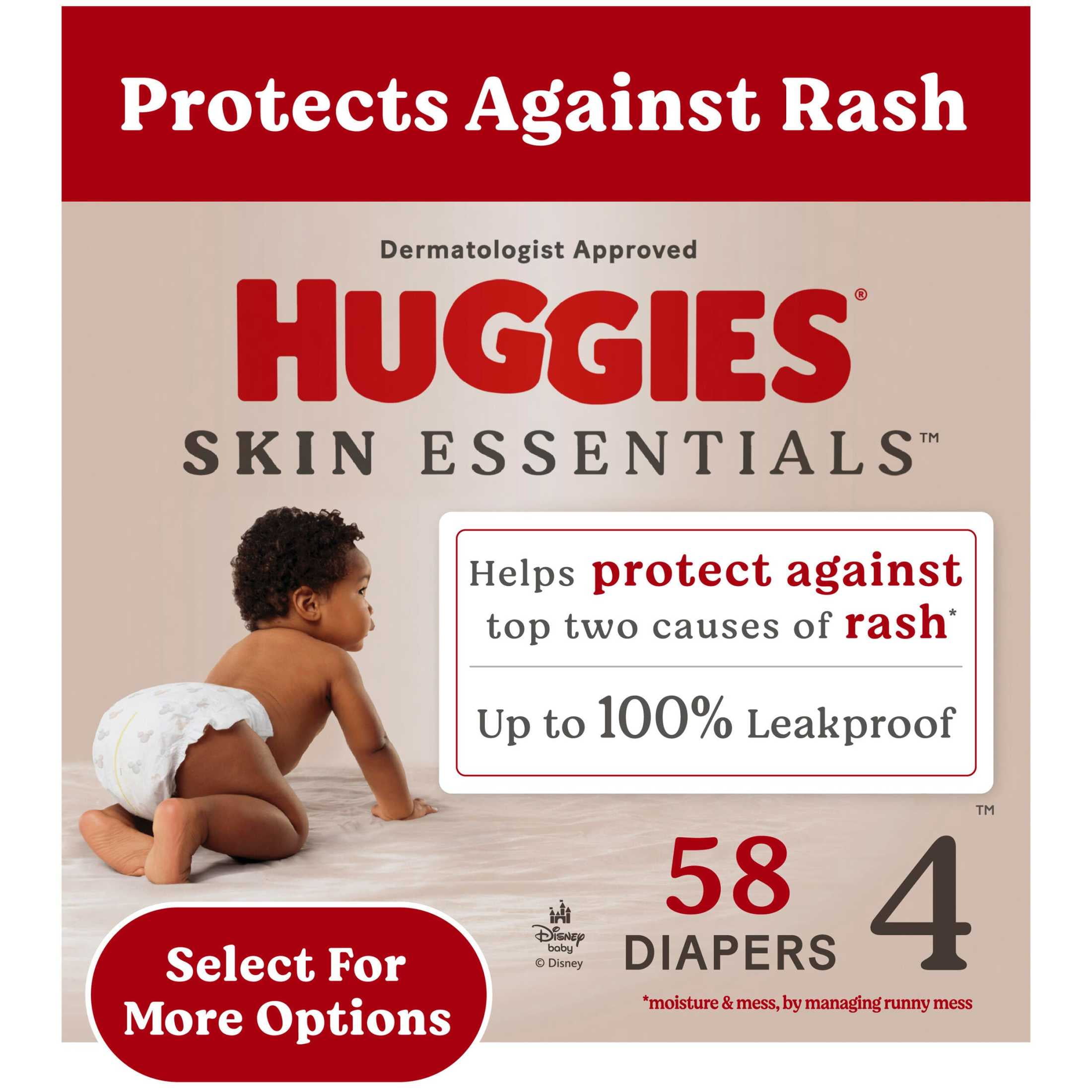 Huggies Skin Essentials Baby Diapers Size 4 22 to 37 lbs hypoallergenic ...