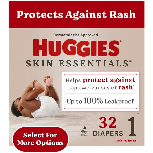 Huggies Skin Essentials Baby Diapers for Sensitive Skin, Size 1 (8-14 ...