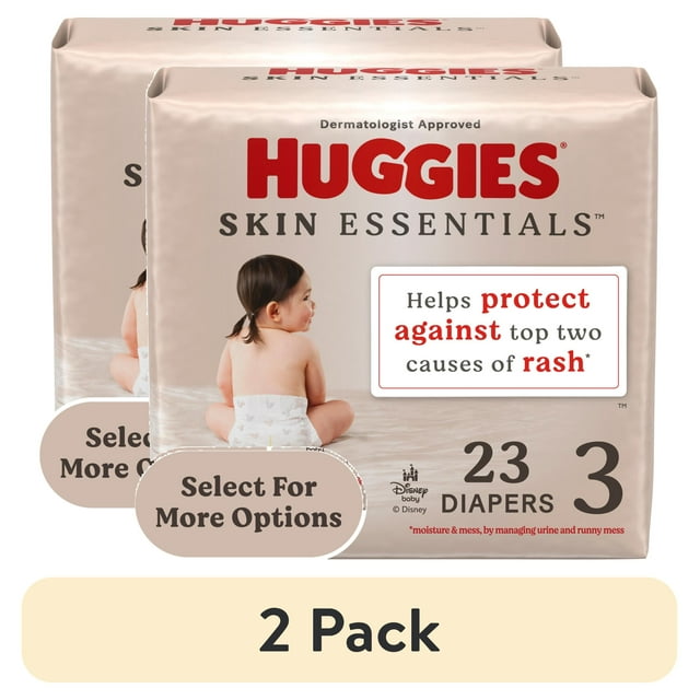 (2 pack) Huggies Skin Essentials Baby Diapers for Sensitive Skin, Size ...