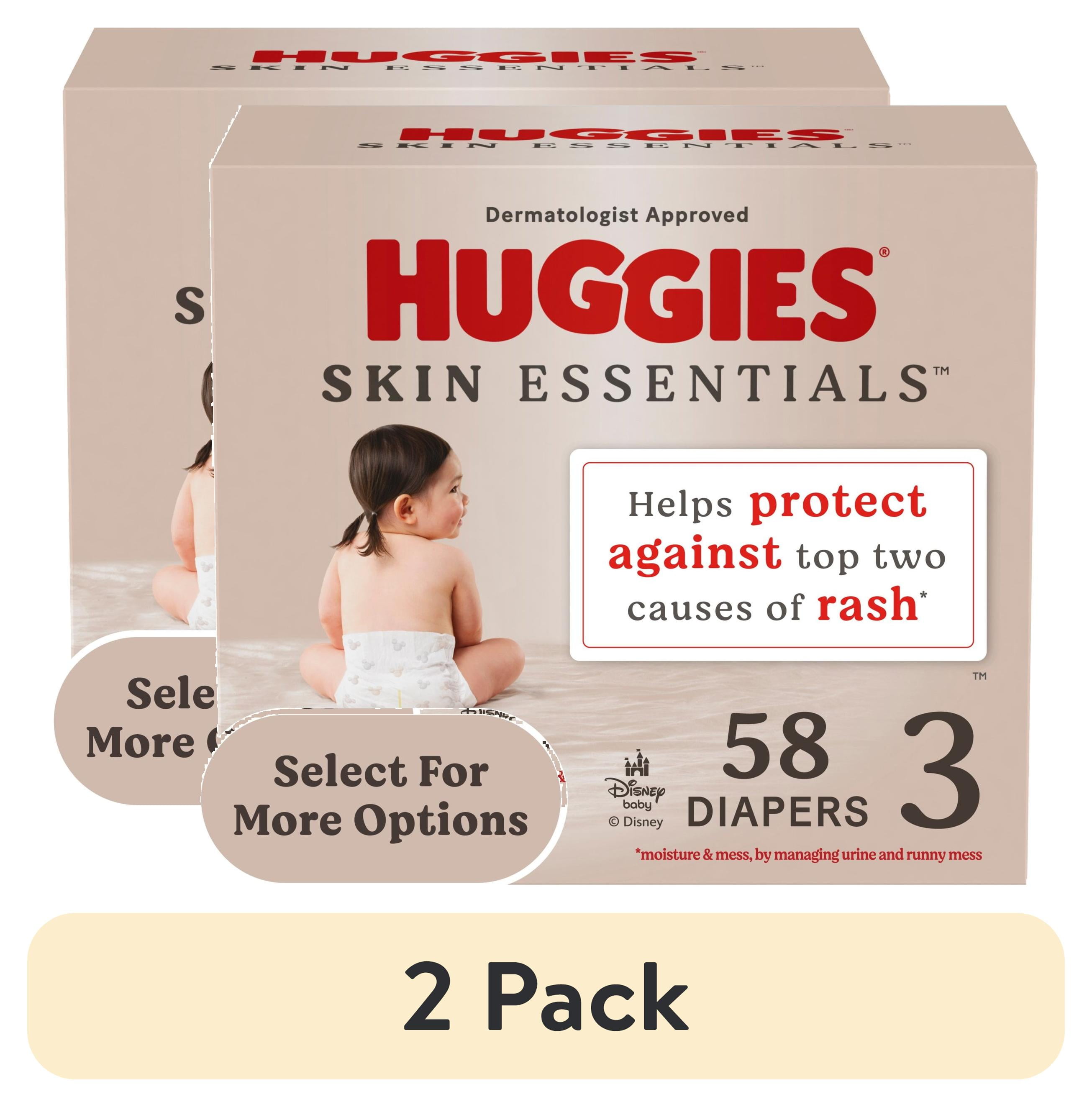 (2 pack) Huggies Skin Essentials Baby Diapers for Sensitive Skin, Size ...