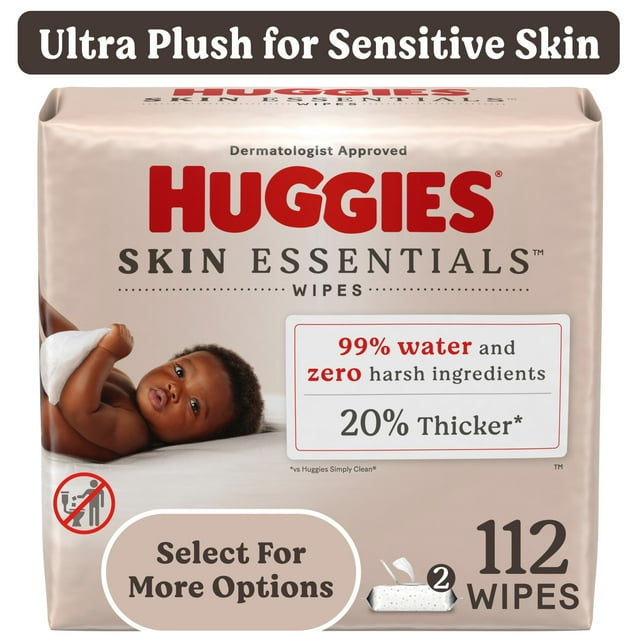 Huggies Skin Essentials Baby Wipes, 2 Pack, 112 Total Ct (Select for ...