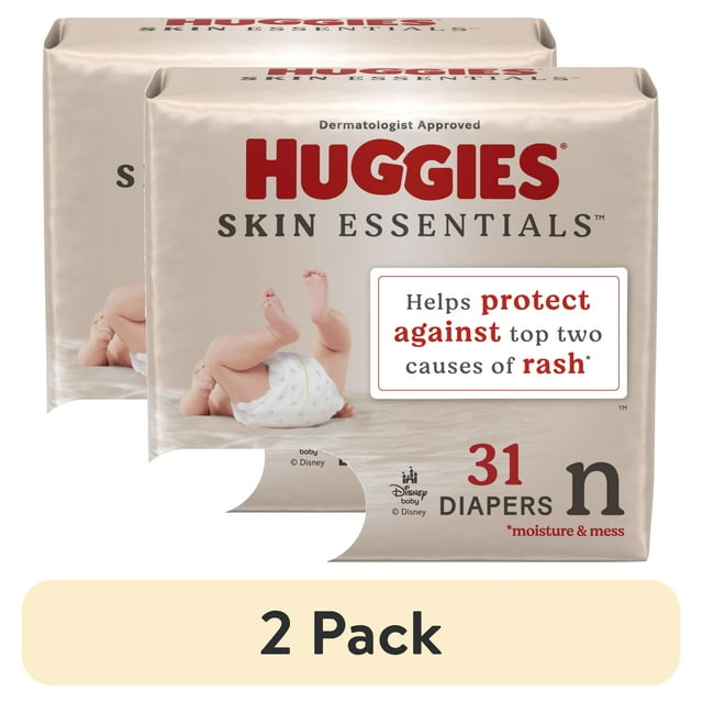(2 pack) Huggies Skin Essentials Sensitive Skin Baby Diapers, Size ...