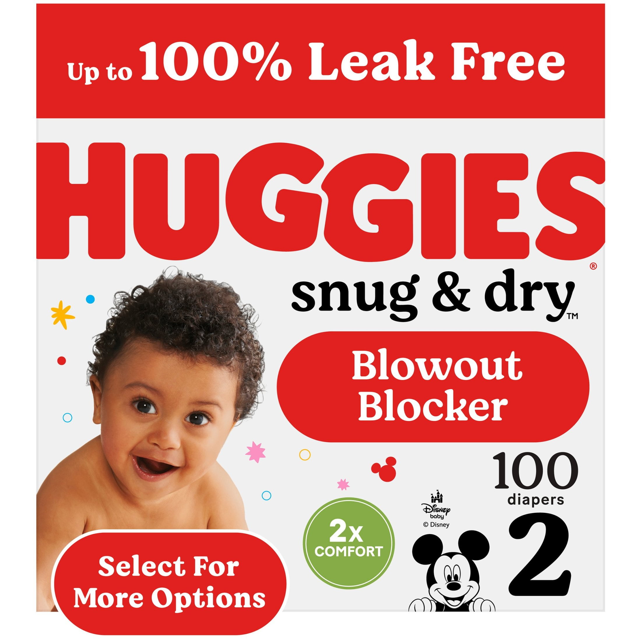 Huggies Snug & Dry Baby Diapers, Size 2 (12-18 lbs), 100 Ct (Select for ...