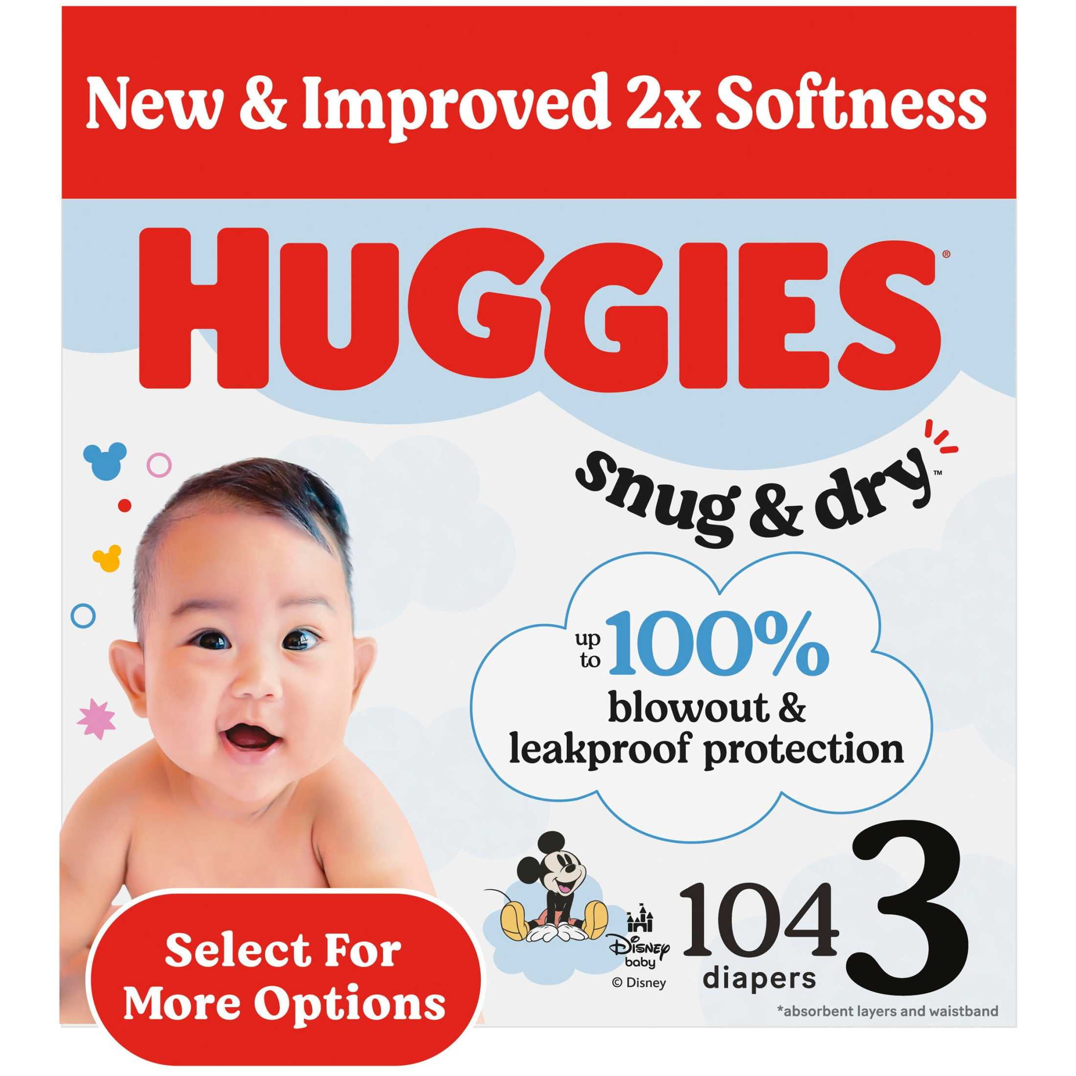 Free Shipping! Huggies Baby Diapers Size 3 16-28 lbs 104 Count ...