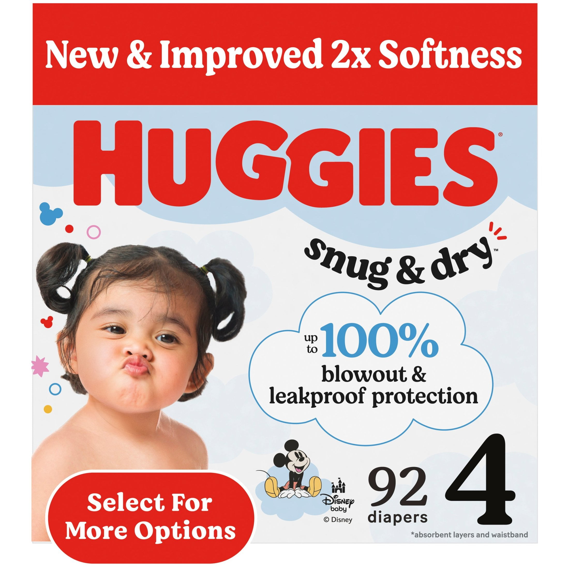 Huggies Snug & Dry Baby Diapers, Size 4 (22-37 lbs), 92 Ct (Select for More) - Walmart.com