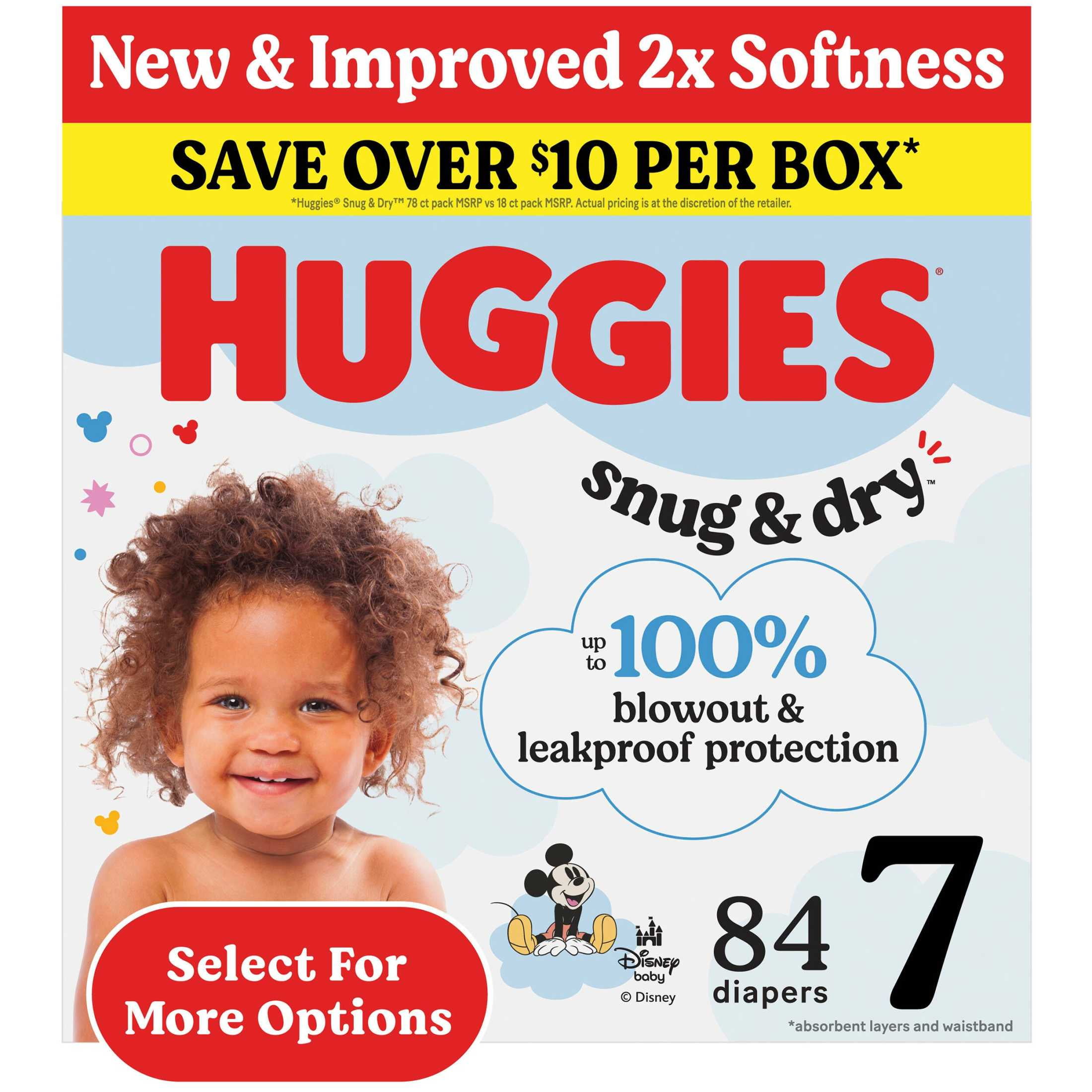 Huggies Snug & Dry Baby Diapers, Size 7 (41+ lbs), 84 Count (Select for ...