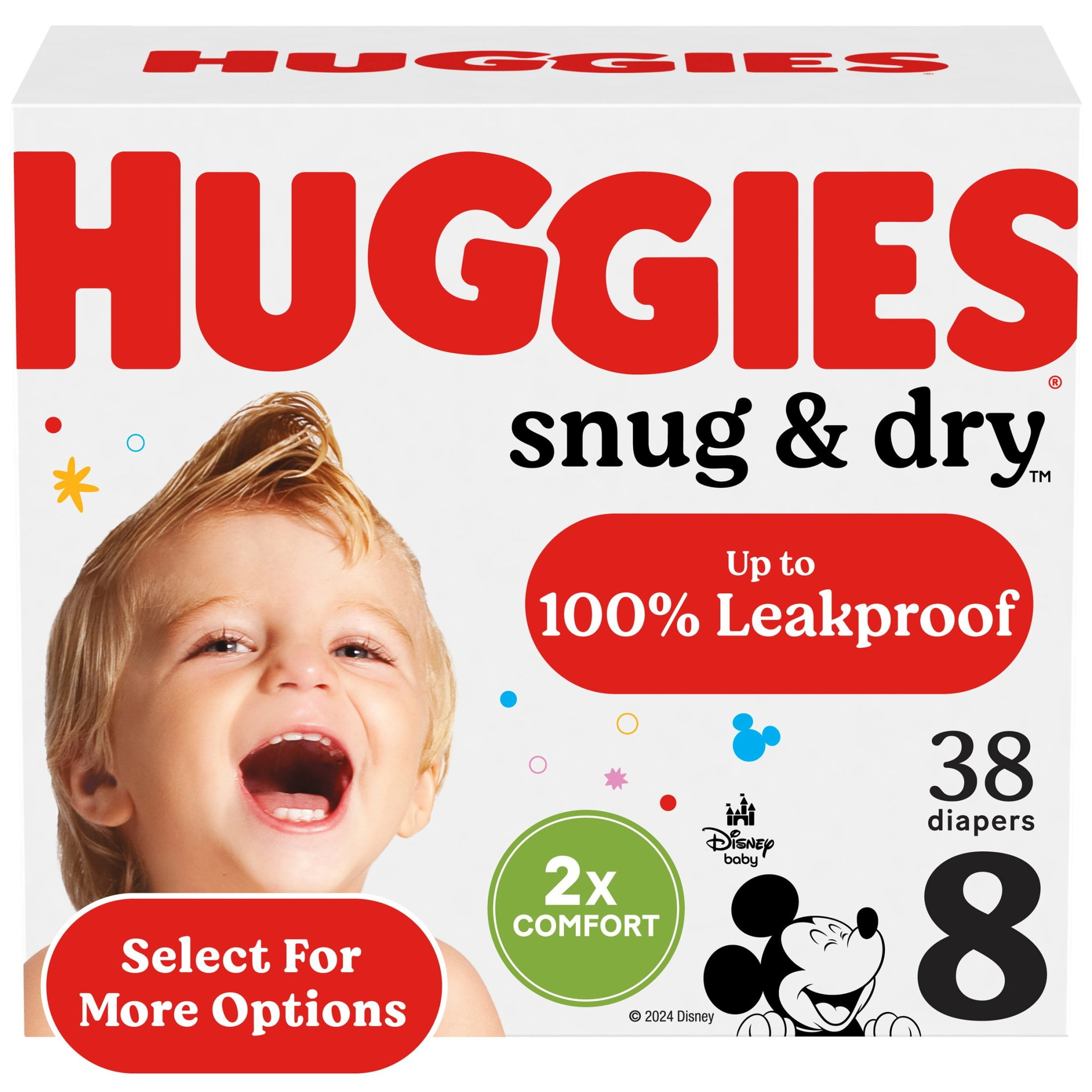 Huggies Snug & Dry Baby Diapers, Size 8 (46+ lbs), 38 Ct (Select for ...