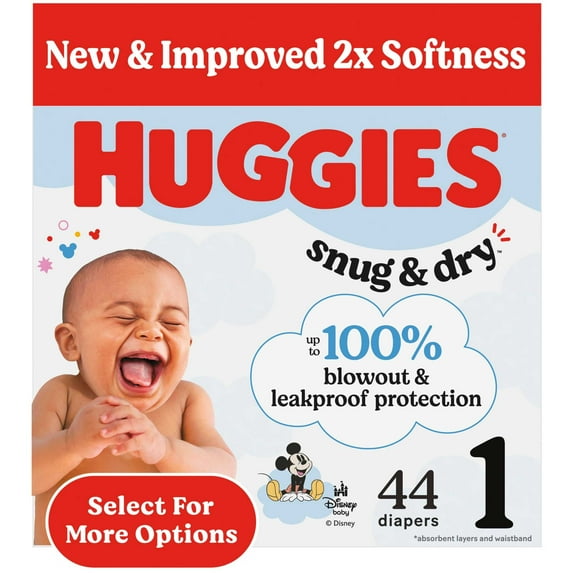 Huggies Snug & Dry Baby Diapers, Size 1 (8-14 lbs), 44 Ct (Select for More) - Walmart.com