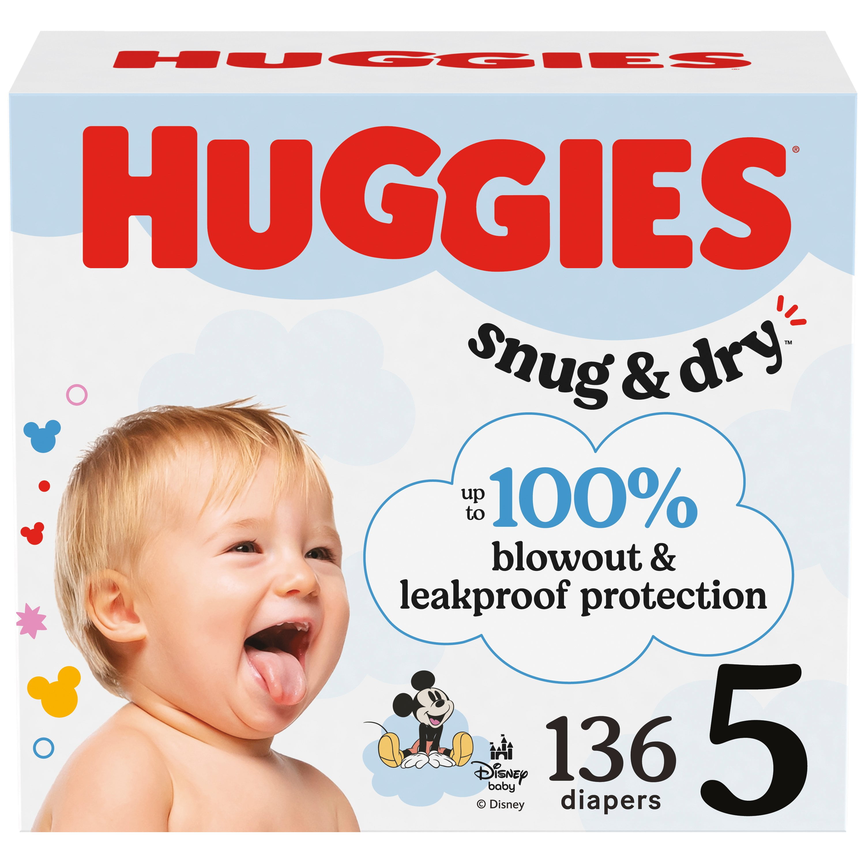 Huggies Snug & Dry Baby Diapers, Size 5 (27+ lbs), 136 Ct - Walmart.com