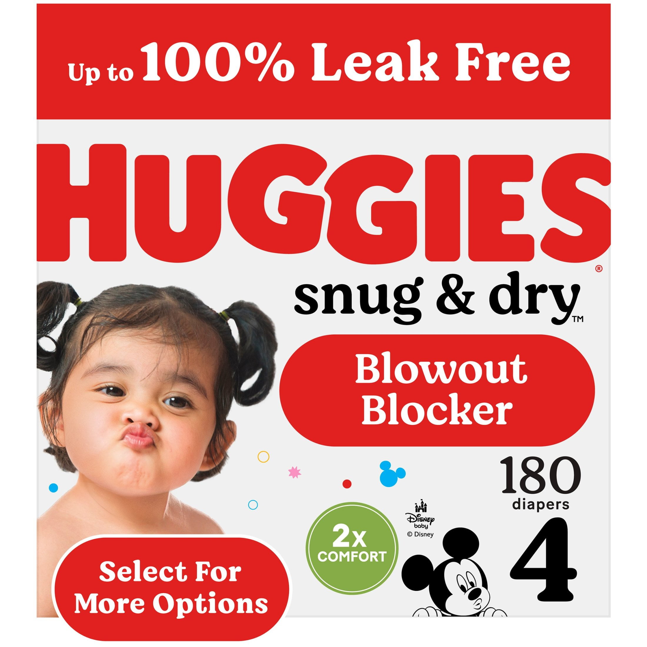 Huggies Snug & Dry Leakproof Baby Diapers, Size 4 (22-37 lbs), 180 Ct ...