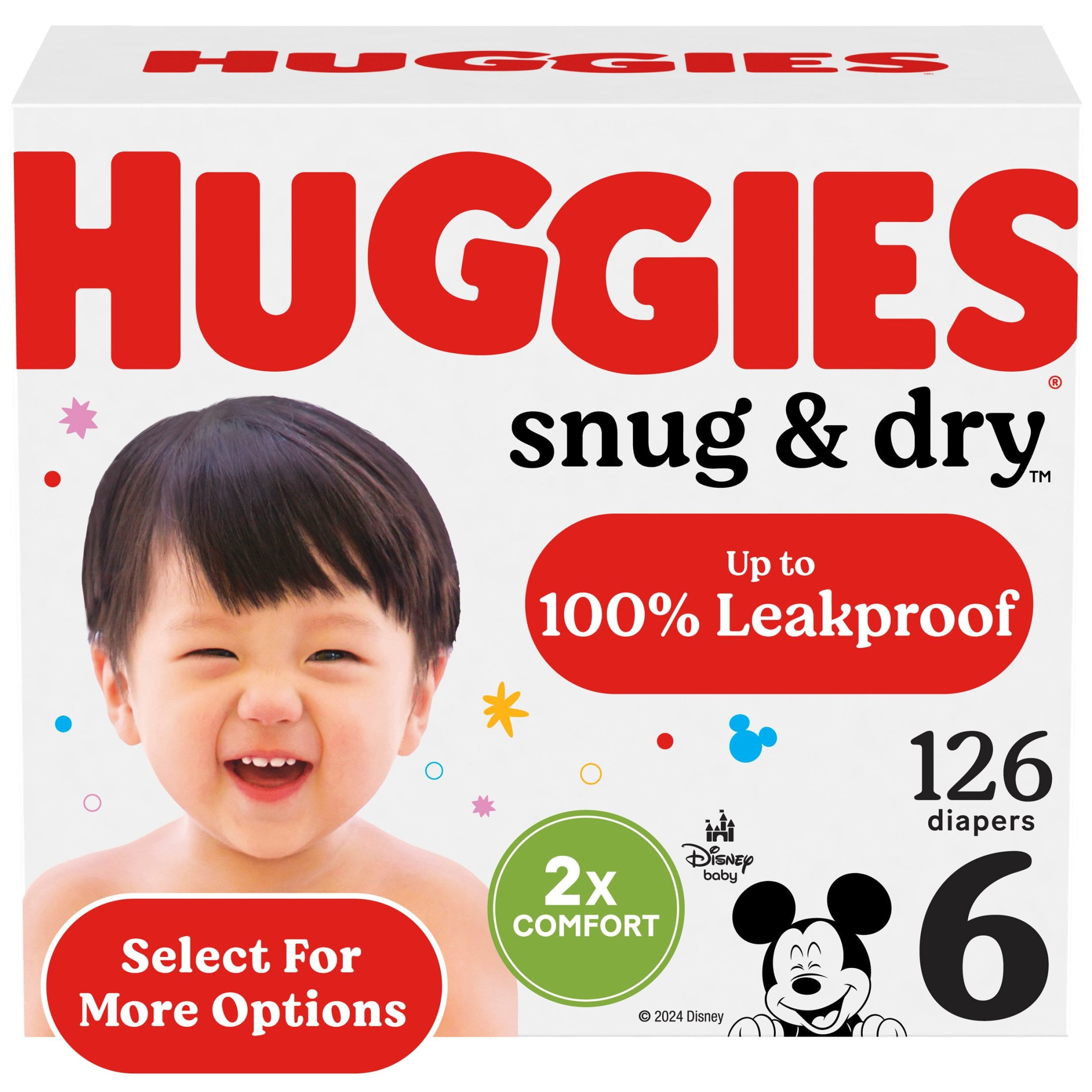 Huggies Snug & Dry Leakproof Baby Diapers, Size 6 (35+ lbs), 126 Ct ...