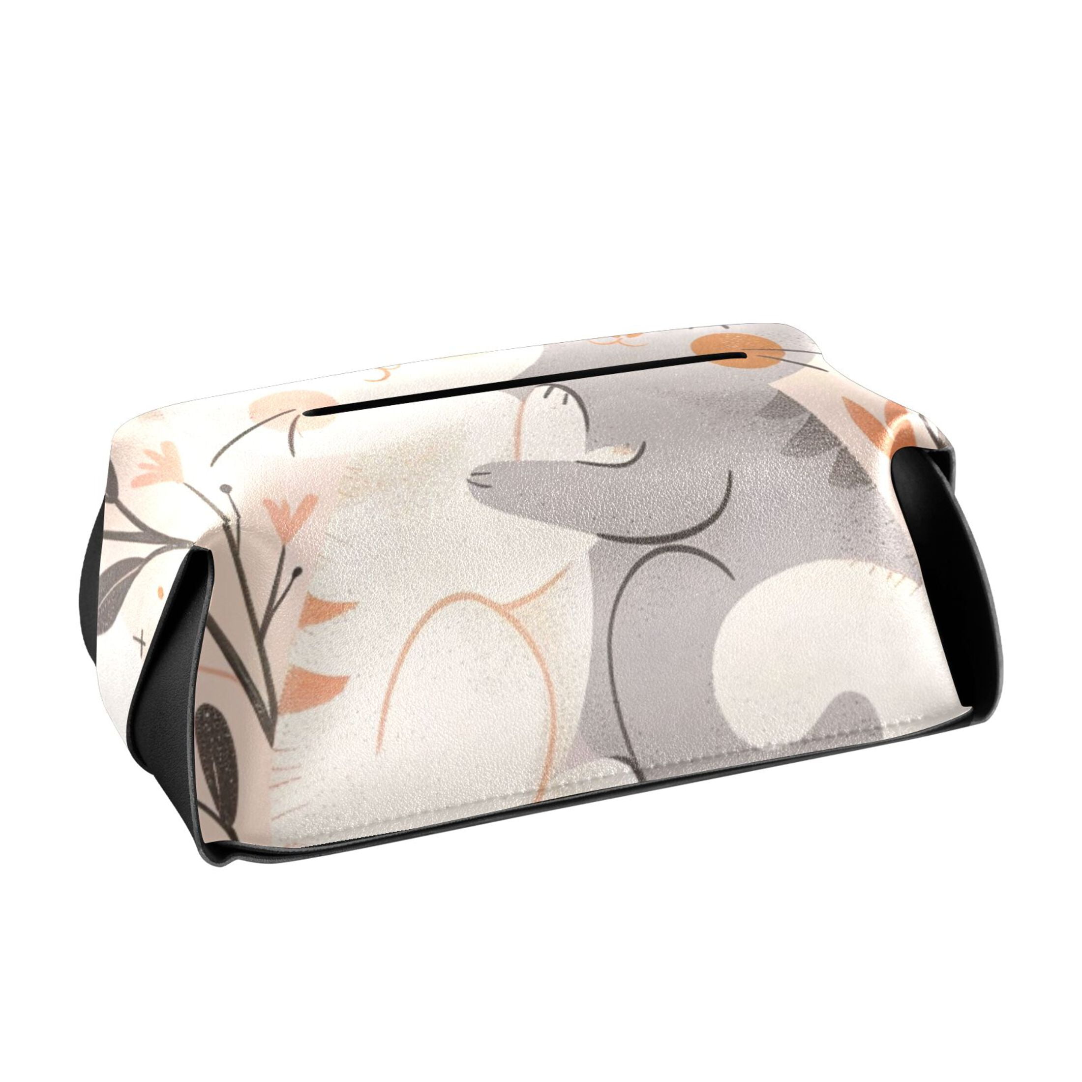 Hugging Cats Painting Tissue Box Cover Leather Square Rectangle Tissue ...