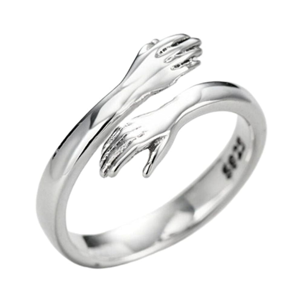 Hugging Hands Sterling Silver Adjustable Ring Give Me A Hug Ring 925 ...