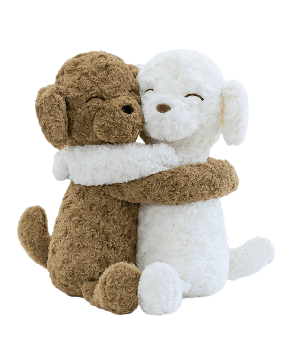 Hugging Puppy Plush Toy Set of 2, Soft Stuffed Dog Plushies with Velcro ...