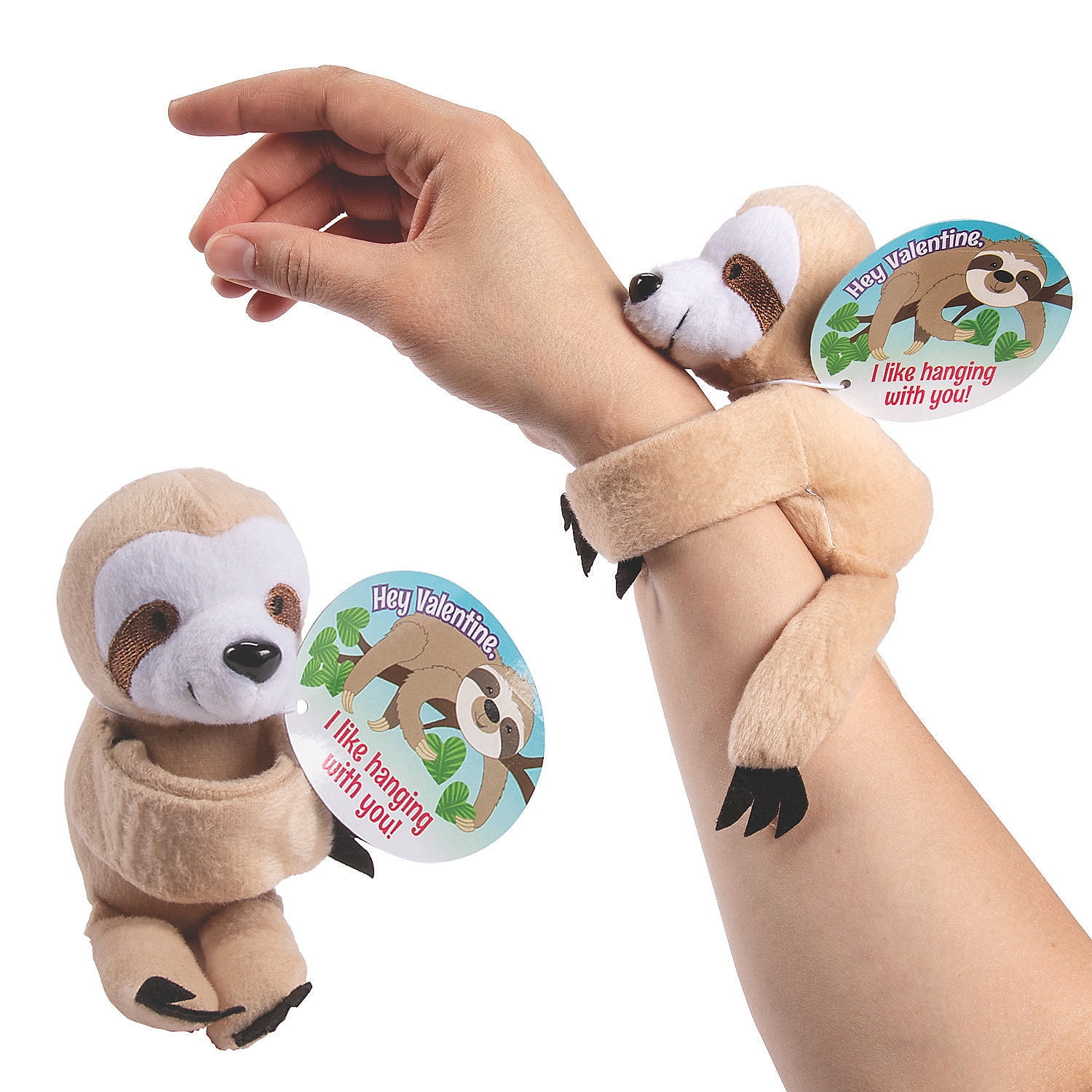 Hugging Stuffed Sloth Bracelet Valentine Exchanges with Card for 12 ...