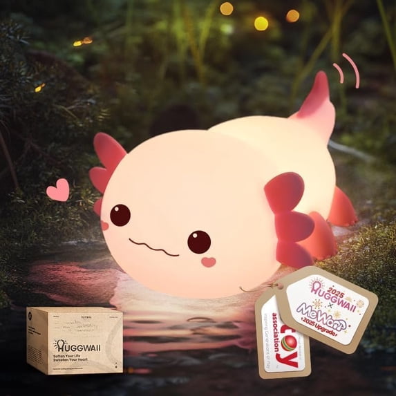 Huggwaii Squishy Axolotl Night Light for - Dimmable Axolotl Lamp, 2025 ...