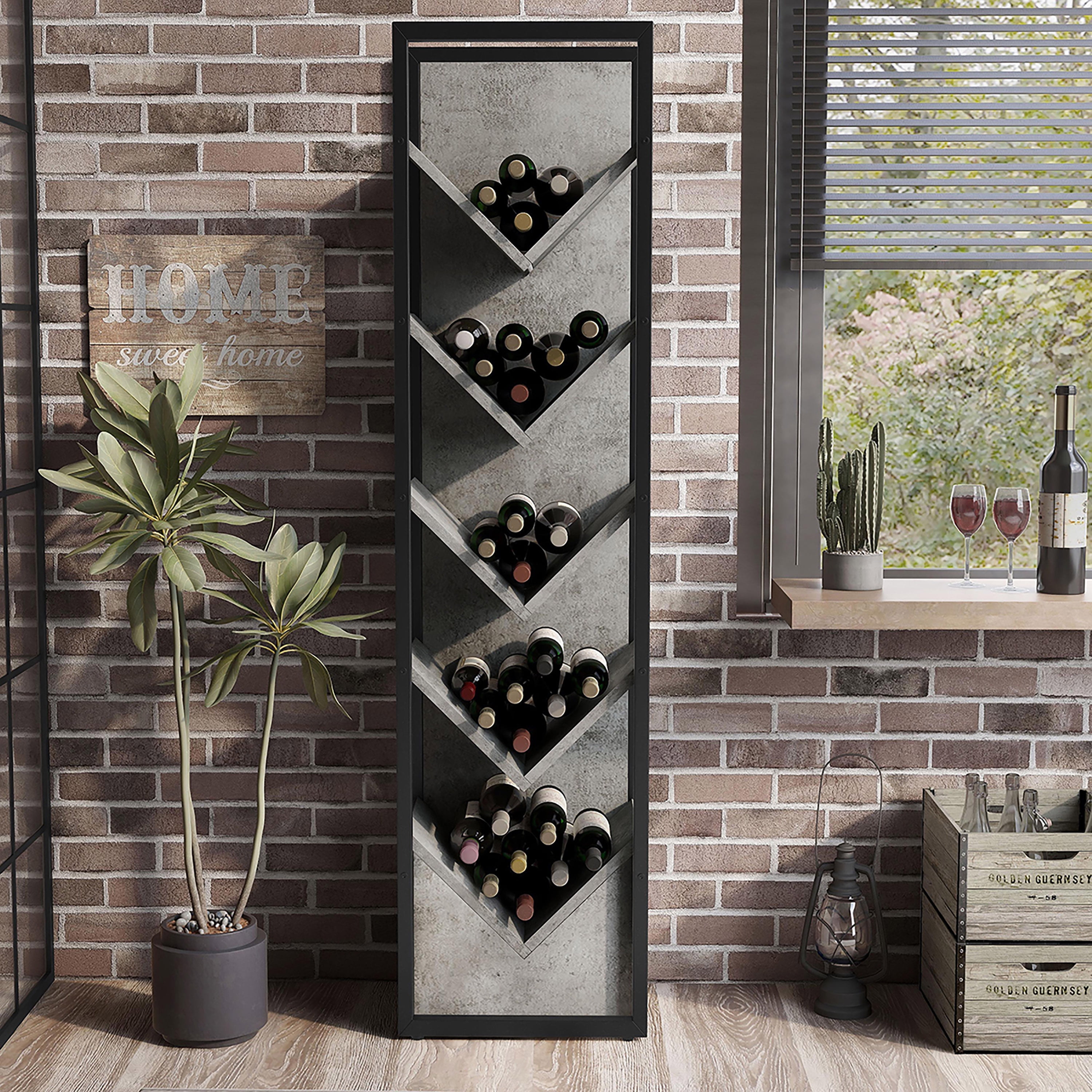 Hugh 45-Bottle Wood Cement Wine Rack - Walmart.com