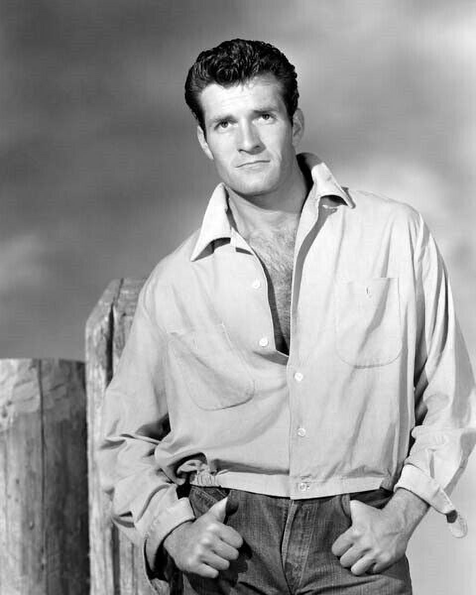 Hugh O'Brian looking tough in beefcake pin-up open jacket 1950's 4x6 inch photo - Walmart.com