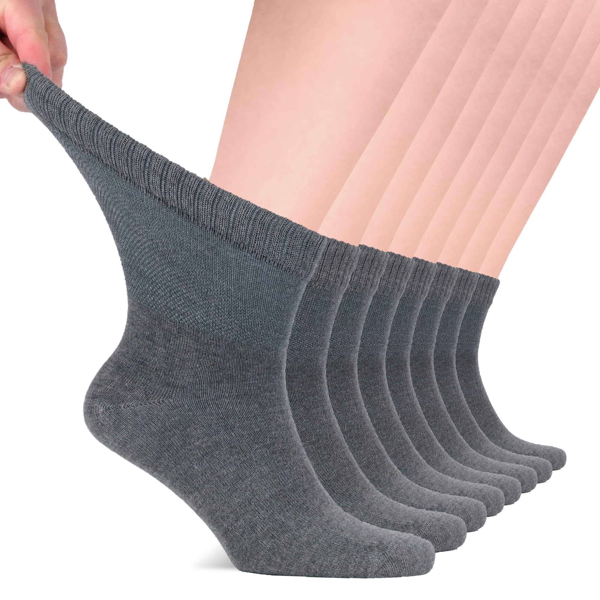 Hugh Ugoli Men's Loose Diabetic Ankle Socks Bamboo, Wide, Thin, Seamless Toe and Non-Binding Top ...