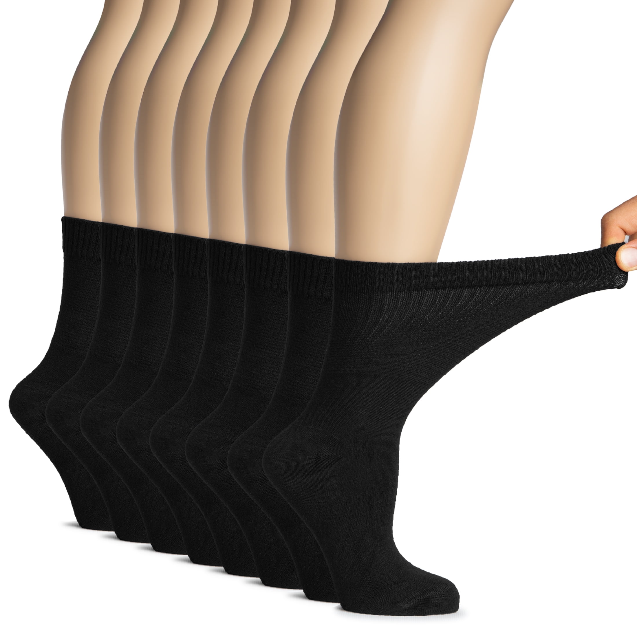 Hugh Ugoli Women's Diabetic Crew Socks, Bamboo, Thin, Soft, Seamless ...