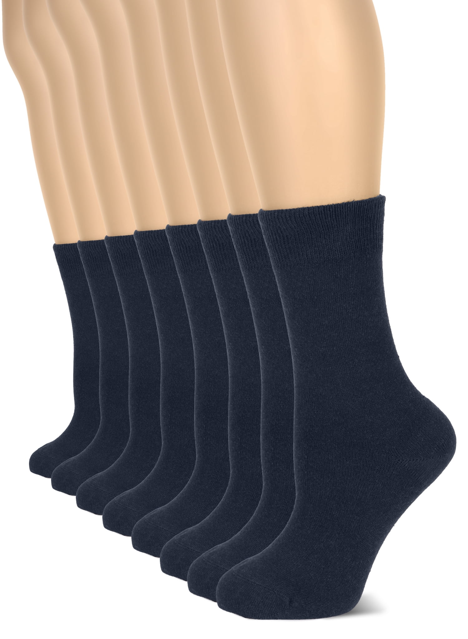 Hugh Ugoli Women's Cotton Crew Socks, Regular Fit, 4 Pairs, Dark Navy ...