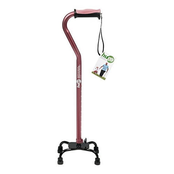 Hugo Adjustable Four-Point Quad Cane, Height Adjustable, Rose, Small ...