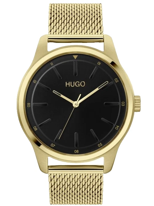 Hugo Boss Dare 1530138 Black Dial Stainless Steel Mesh Band 42mm Mens ...