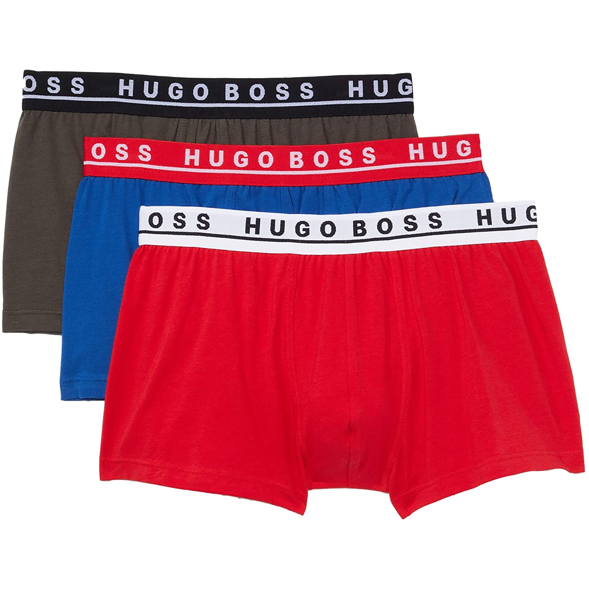 Hugo Boss Men's 3-Pack Cotton Knit Trunks, Red Apple/Egyptian Blue ...