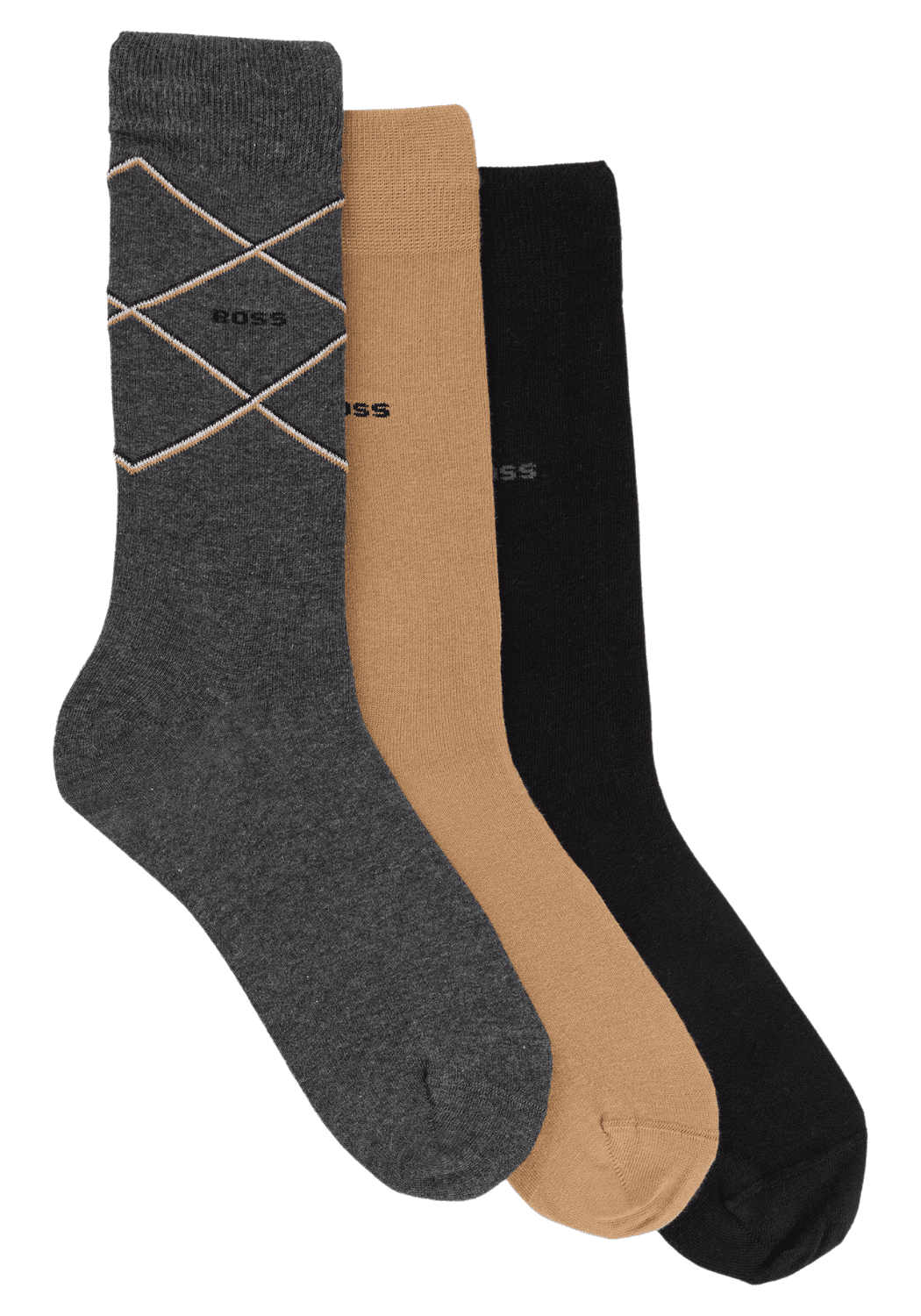 Hugo Boss Men's 3-Pack Iconic Cotton Sock Gift Set, Black/Camel ...