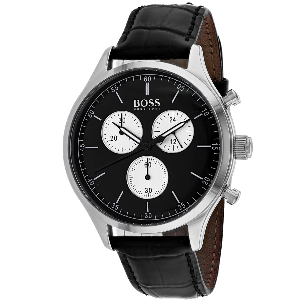 Men's Companion Black Leather Chronograph Watch 1513543 - Walmart.com