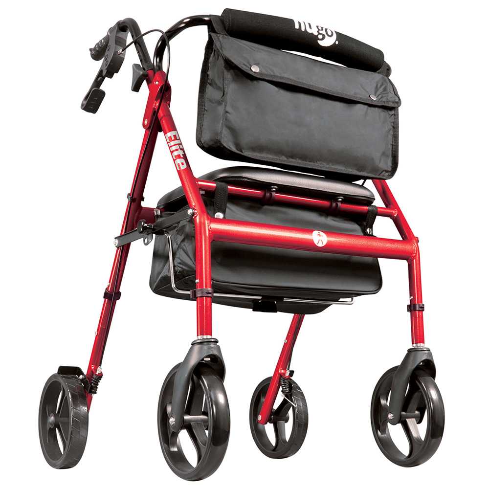 Hugo Portable Rollator Rolling Walker with Seat, Backrest and 8" Wheels ...