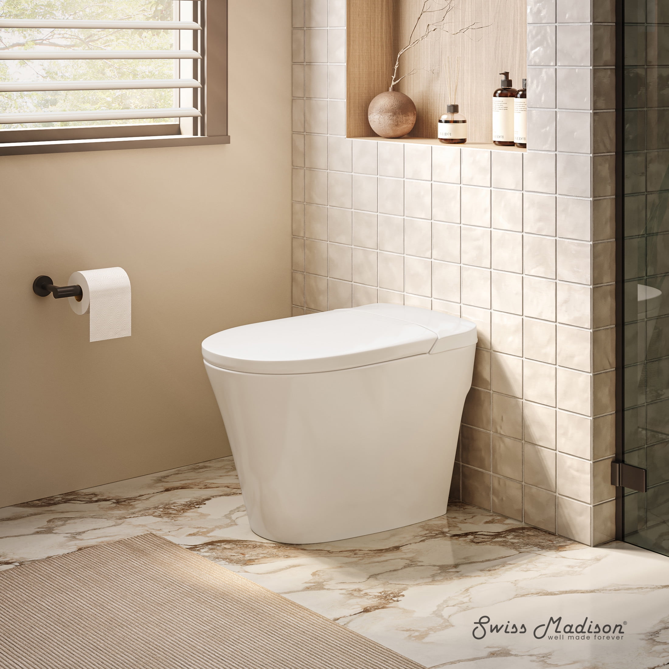 Hugo H Power Flush Tankless Toilet 10" Rough-in 1 GPF Non-Electric ADA ...