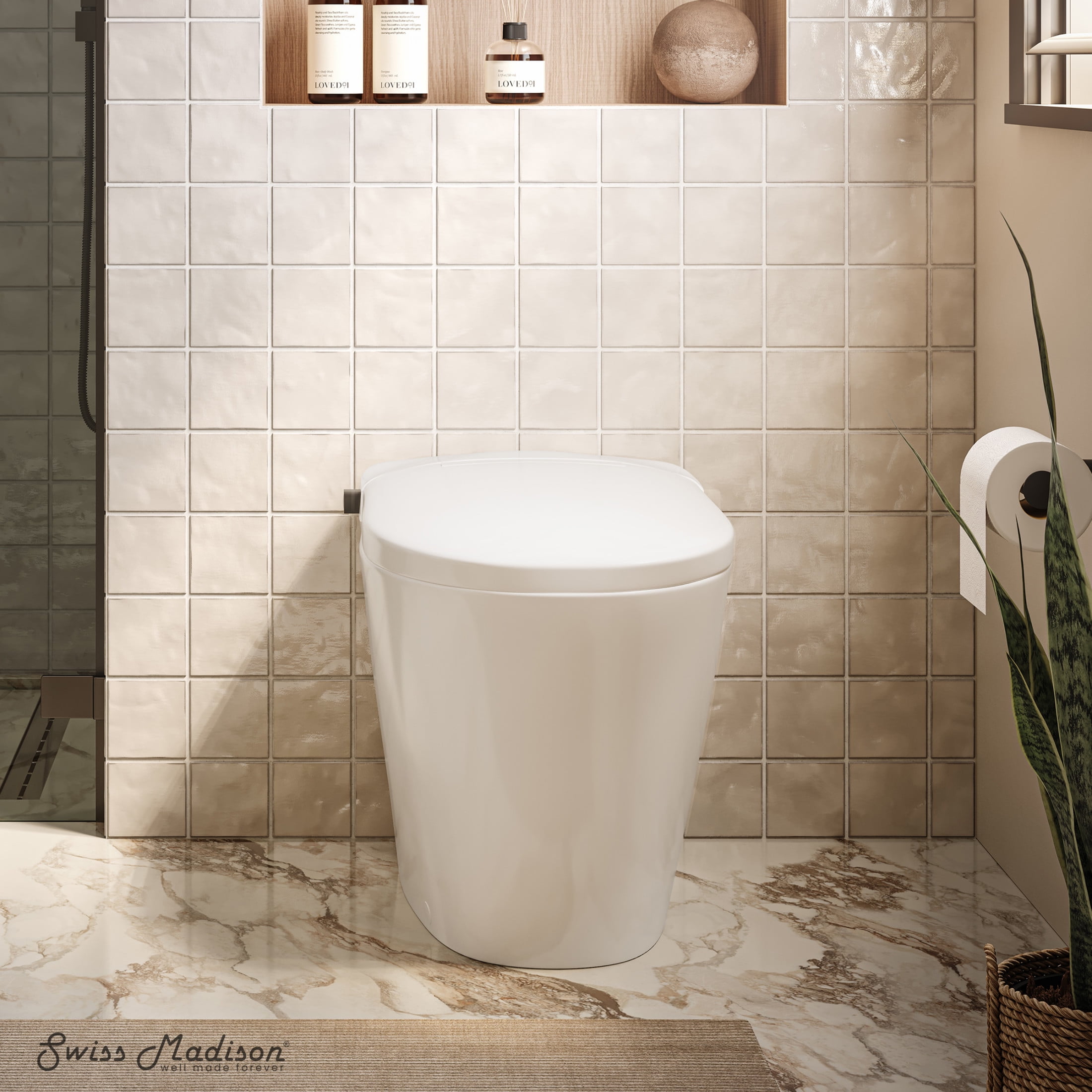 Hugo H Power Flush Tankless Toilet 12" Rough-in 1 GPF Non-Electric ADA ...