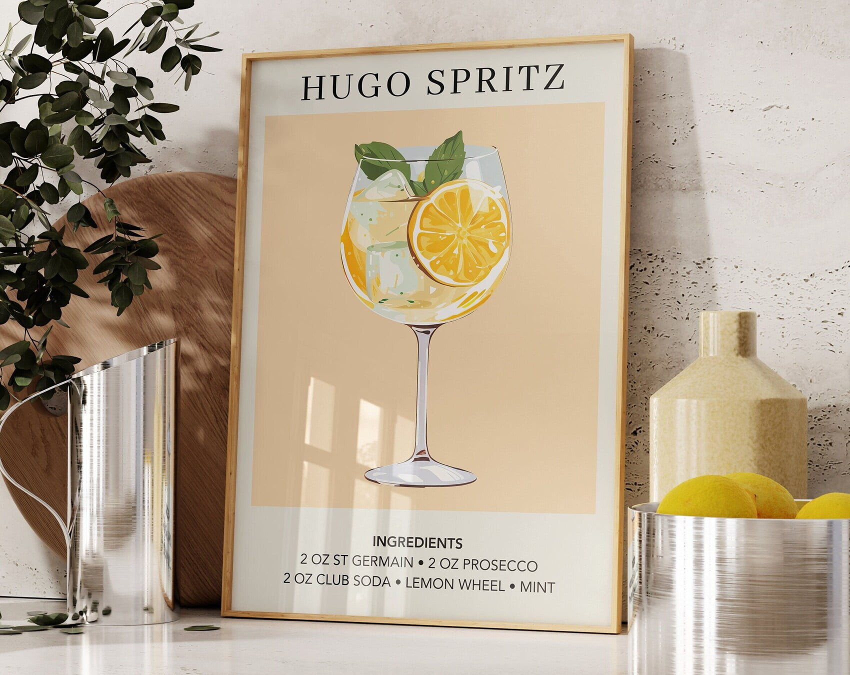 Hugo Spritz Art Print | Bar Cart Decor | Cocktail Poster | Signature ...