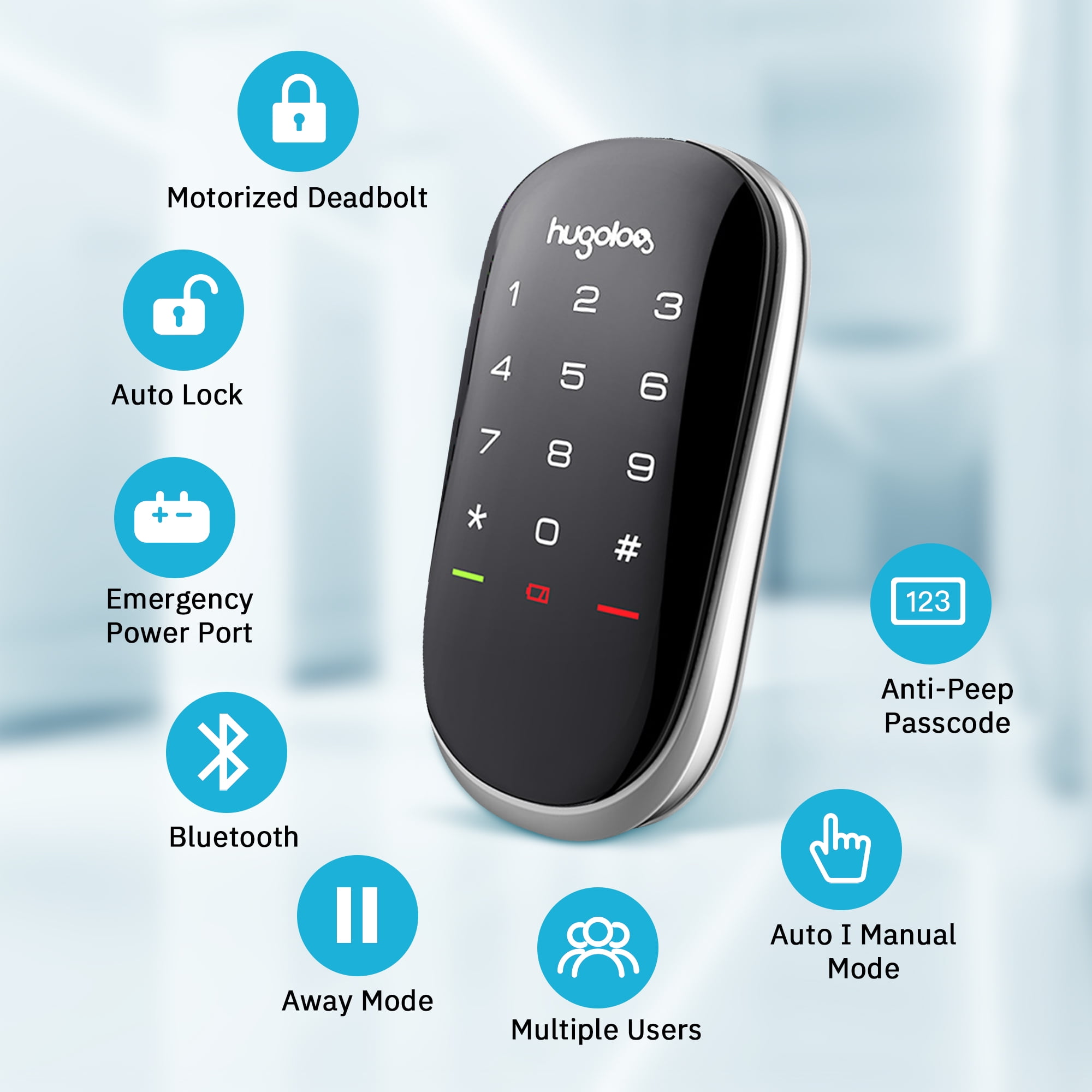 Hugolog Touchscreen Deadbolt, Electronic Keypad Deadbolt, Keyless Entry ...