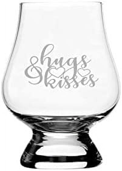 Hugs And Kisses II Valentine's Day Quotes Etched 2.5oz Glencairn Wee ...