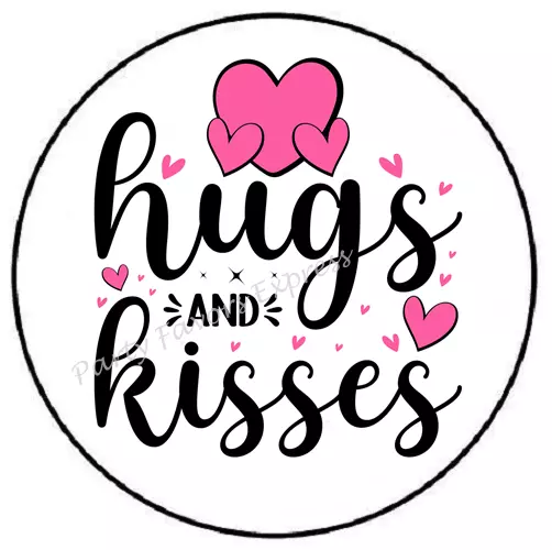 Hugs And Kisses Pink Hearts Sticker Party Favors Sticker Envelope Seals ...