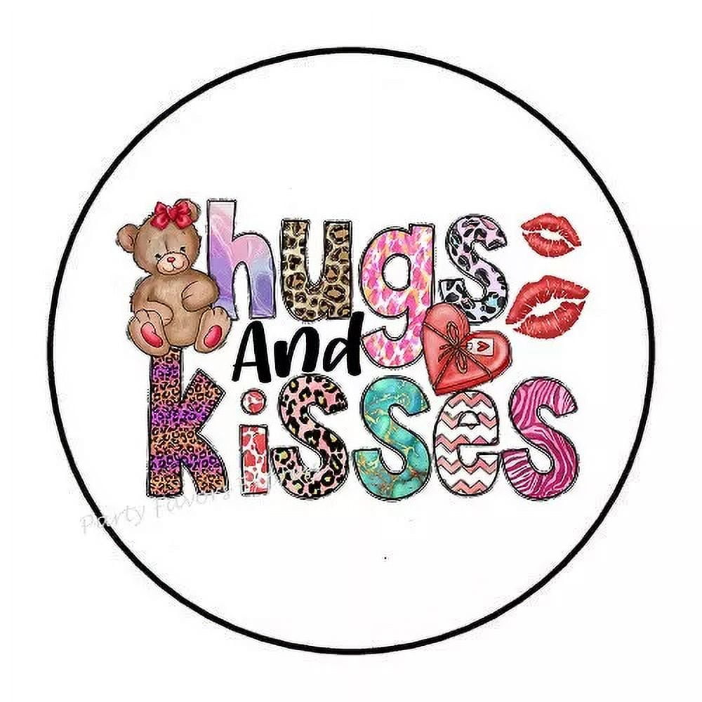 Hugs And Kisses Bear Valentines Day Sticker Party Favors Sticker ...