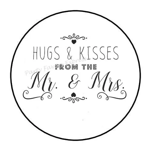 Hugs & Kisses From Mr & Mrs Sticker Party Favors Sticker Envelope Seals ...