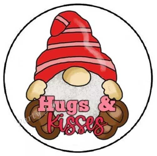 Hugs And Kisses Gnome Valentines Day Sticker Party Favors Sticker ...