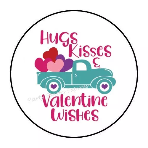 Hugs Kisses Valentine Wishes Truck Sticker Party Favors Sticker ...