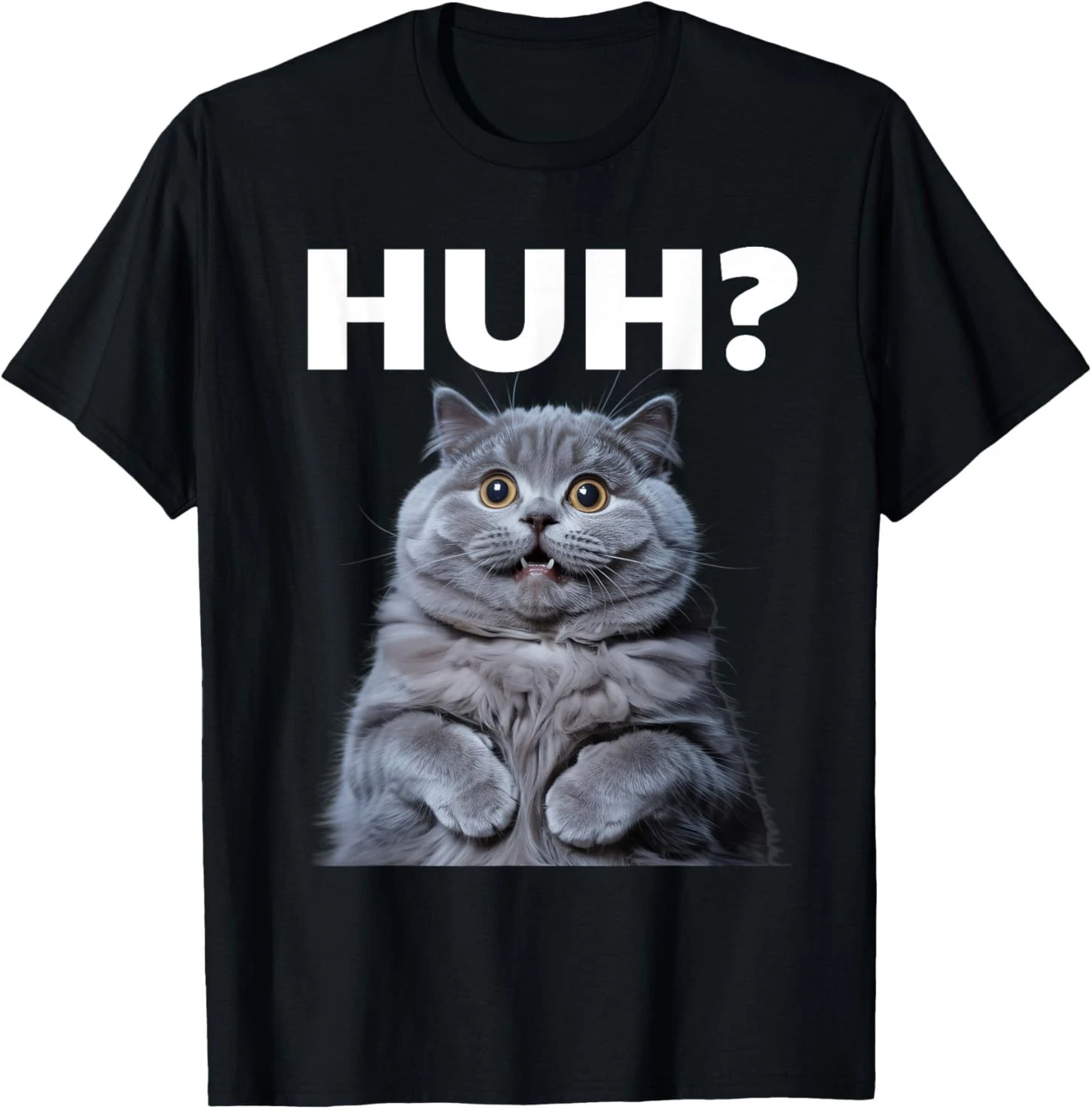 Huh Cat Chonky Meme Funny Confused Cat Meme for Men Women T-Shirt ...