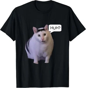 Huh Cat Meme Funny Confused Kitty Viral Internet Humor Unisex T-Shirt ...